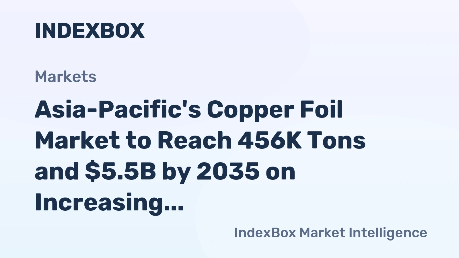 Asia-Pacific's Copper Foil Market to Reach 456K Tons and $5.5B by 2035 on Increasing Demand