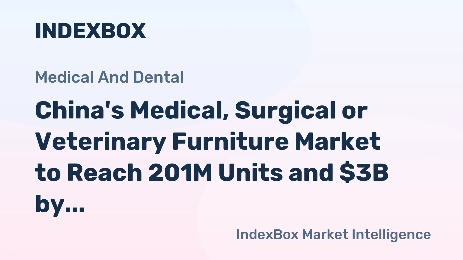 China's Medical, Surgical or Veterinary Furniture Market to Reach 201M Units and $3B by 2035