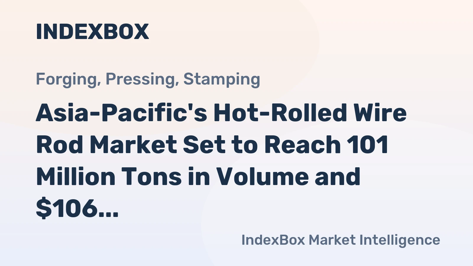Asia-Pacific's Hot-Rolled Wire Rod Market Set to Reach 101 Million Tons in Volume and $106 Billion in Value