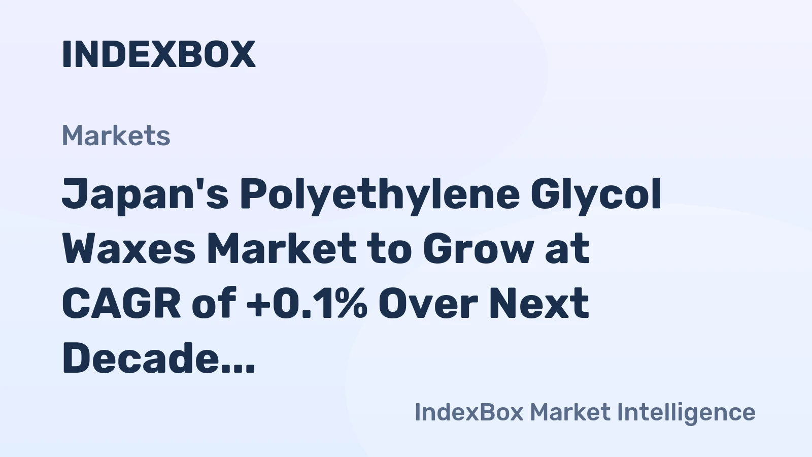 Japan's Polyethylene Glycol Waxes Market to Grow at CAGR of +0.1% Over Next Decade