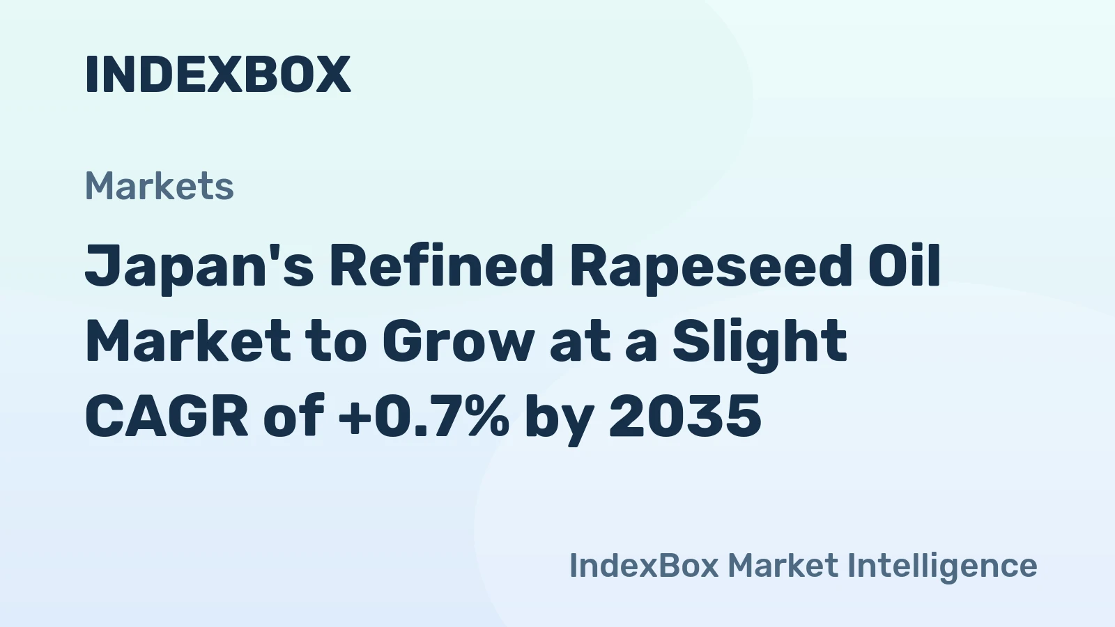 Japan's Refined Rapeseed Oil Market to Grow at a Slight CAGR of +0.7% by 2035
