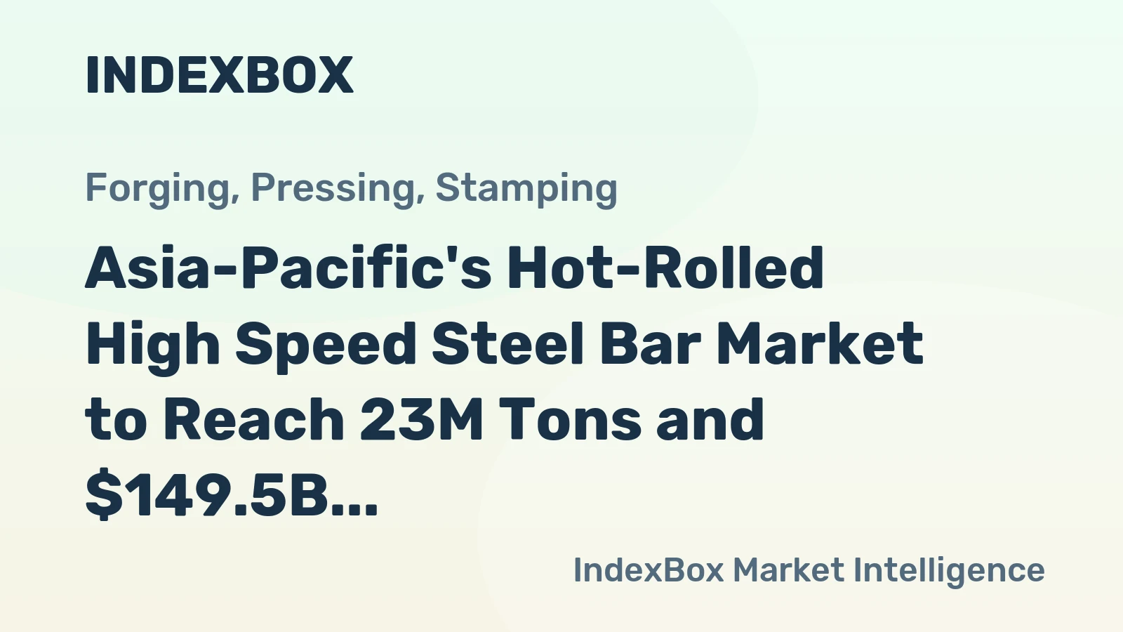 Asia-Pacific's Hot-Rolled High Speed Steel Bar Market to Reach 23M Tons and $149.5B by 2035