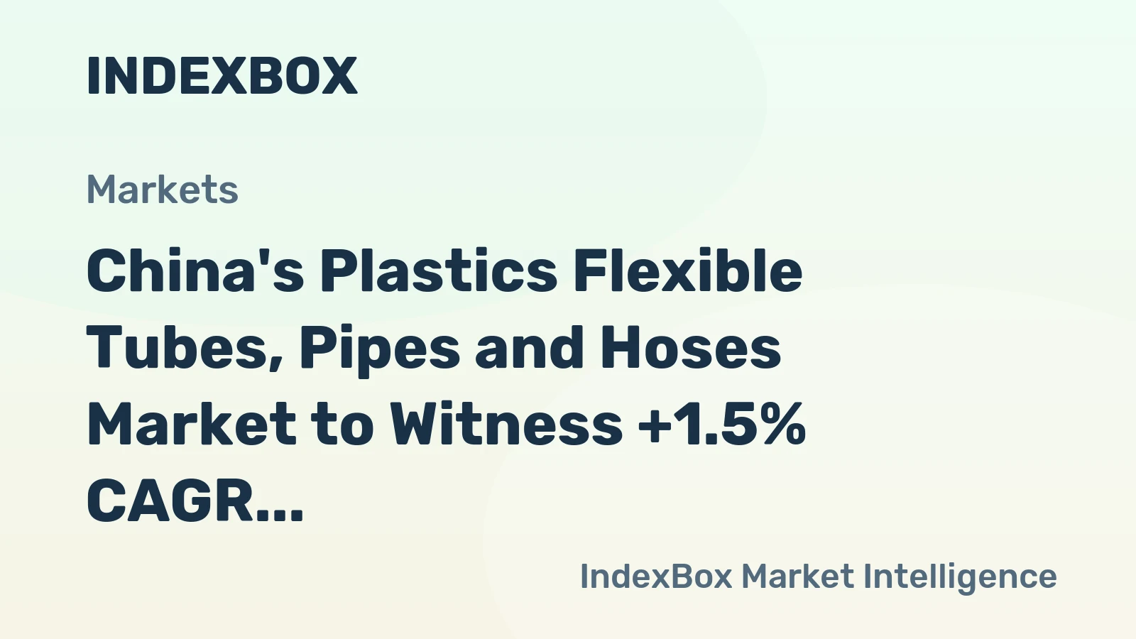 China's Plastics Flexible Tubes, Pipes and Hoses Market to Witness +1.5% CAGR Growth from 2024 to 2035