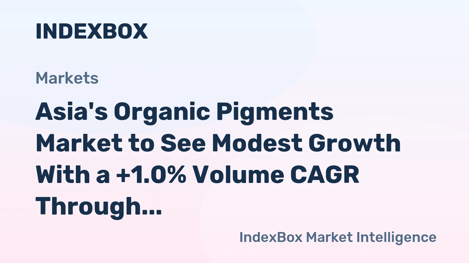 Asia's Organic Pigments Market to See Modest Growth With a +1.0% Volume CAGR Through 2035