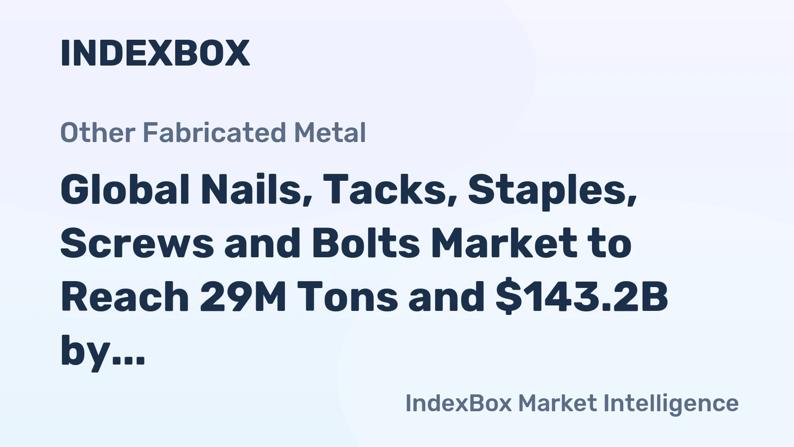 Global Nails, Tacks, Staples, Screws and Bolts Market to Reach 29M Tons and $143.2B by 2035