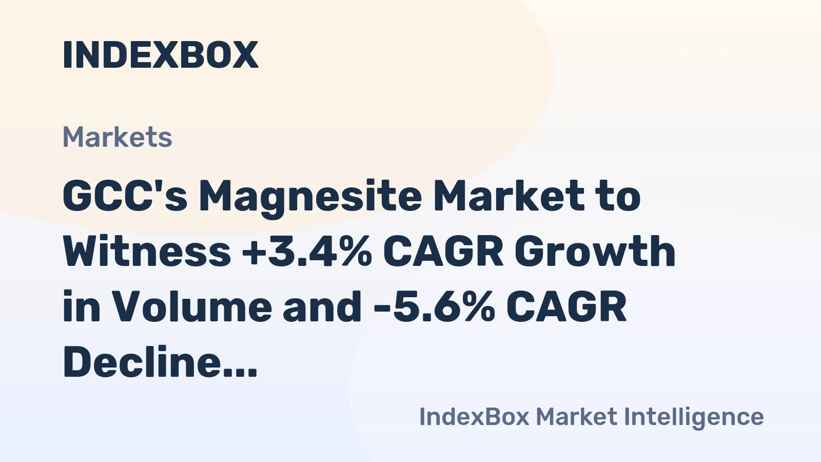 GCC's Magnesite Market to Witness +3.4% CAGR Growth in Volume and -5.6% CAGR Decline in Value from 2024 to 2035