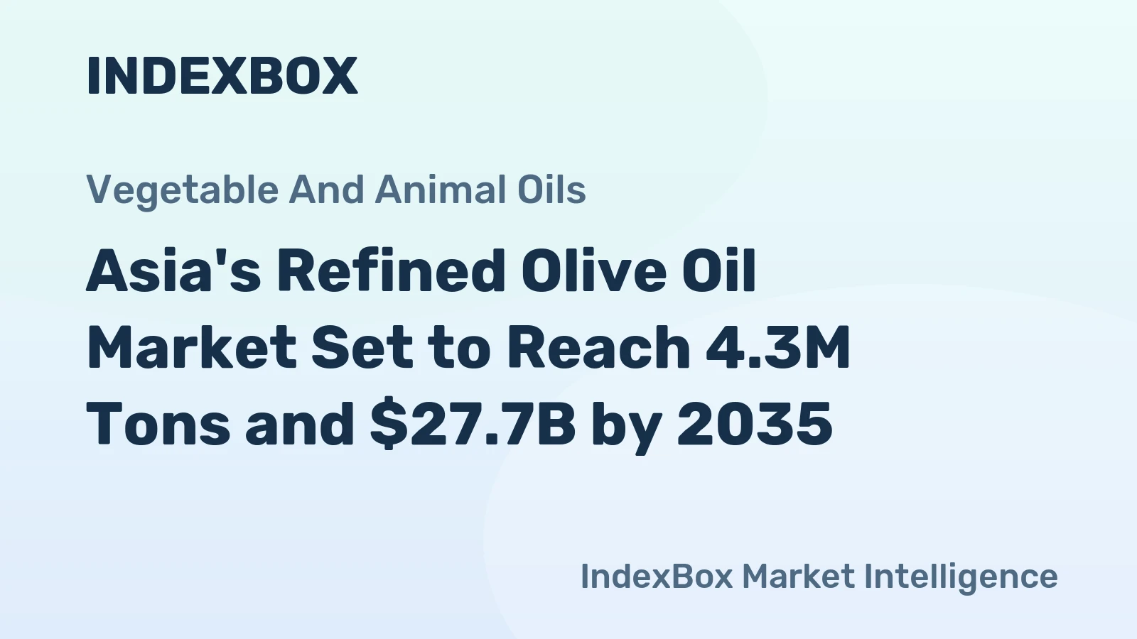 Asia's Refined Olive Oil Market Set to Reach 4.3M Tons and $27.7B by 2035
