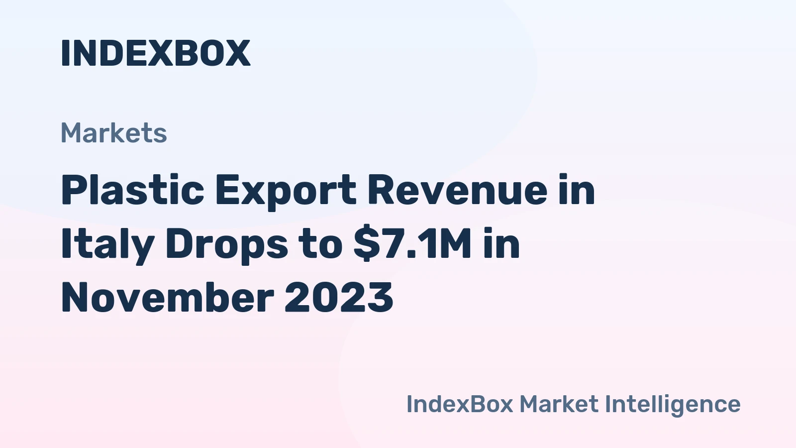 Plastic Export Revenue in Italy Drops to $7.1M in November 2023