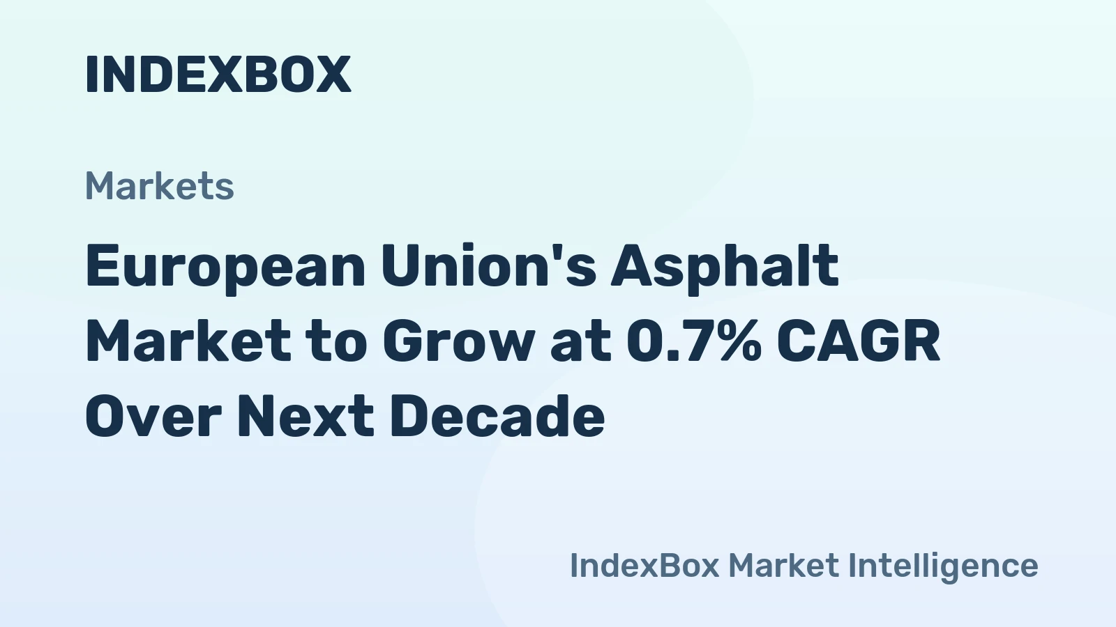European Union's Asphalt Market to Grow at 0.7% CAGR Over Next Decade