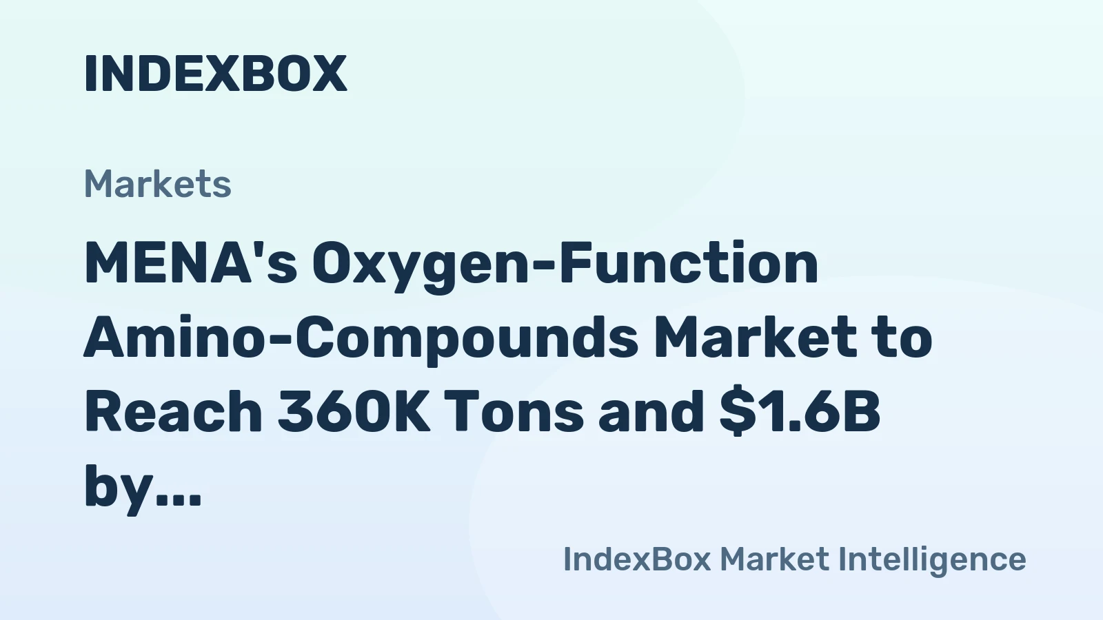 MENA's Oxygen-Function Amino-Compounds Market to Reach 360K Tons and $1.6B by 2035