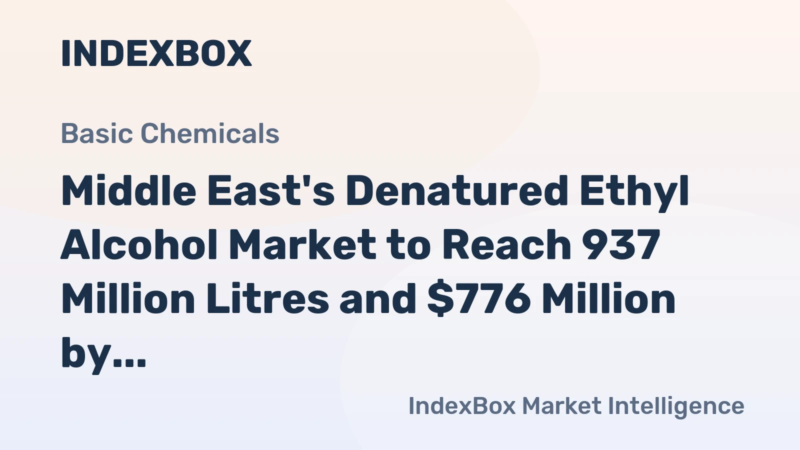 Middle East's Denatured Ethyl Alcohol Market to Reach 937 Million Litres and $776 Million by 2035