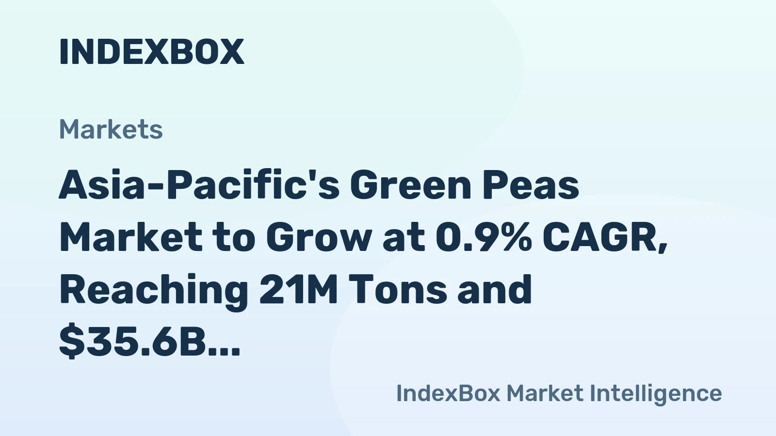 Asia-Pacific's Green Peas Market to Grow at 0.9% CAGR, Reaching 21M Tons and $35.6B in Value by 2035