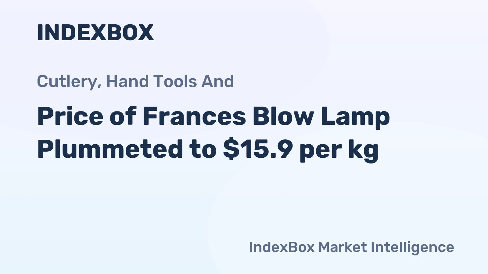 Price of Frances Blow Lamp Plummeted to $15.9 per kg