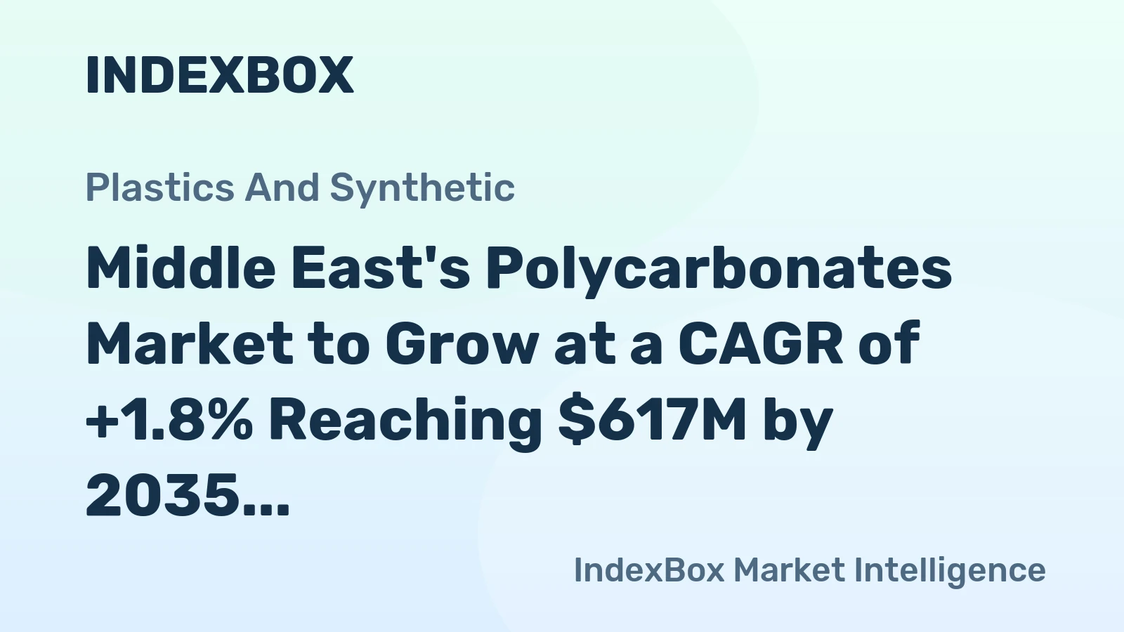 Middle East's Polycarbonates Market to Grow at a CAGR of +1.8% Reaching $617M by 2035