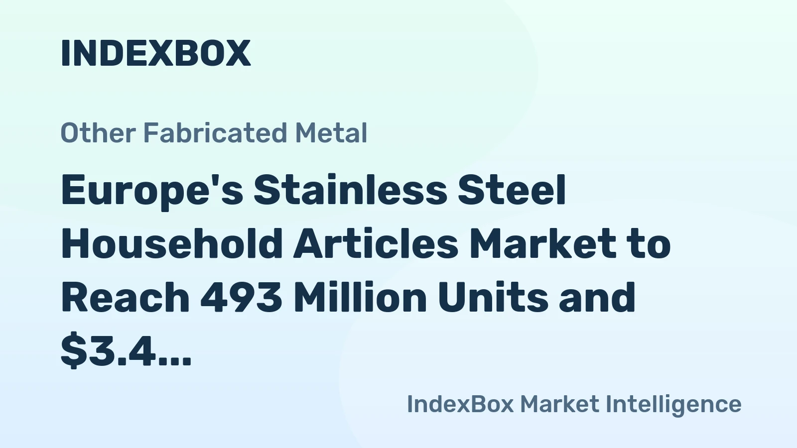 Europe's Stainless Steel Household Articles Market to Reach 493 Million Units and $3.4 Billion by 2035