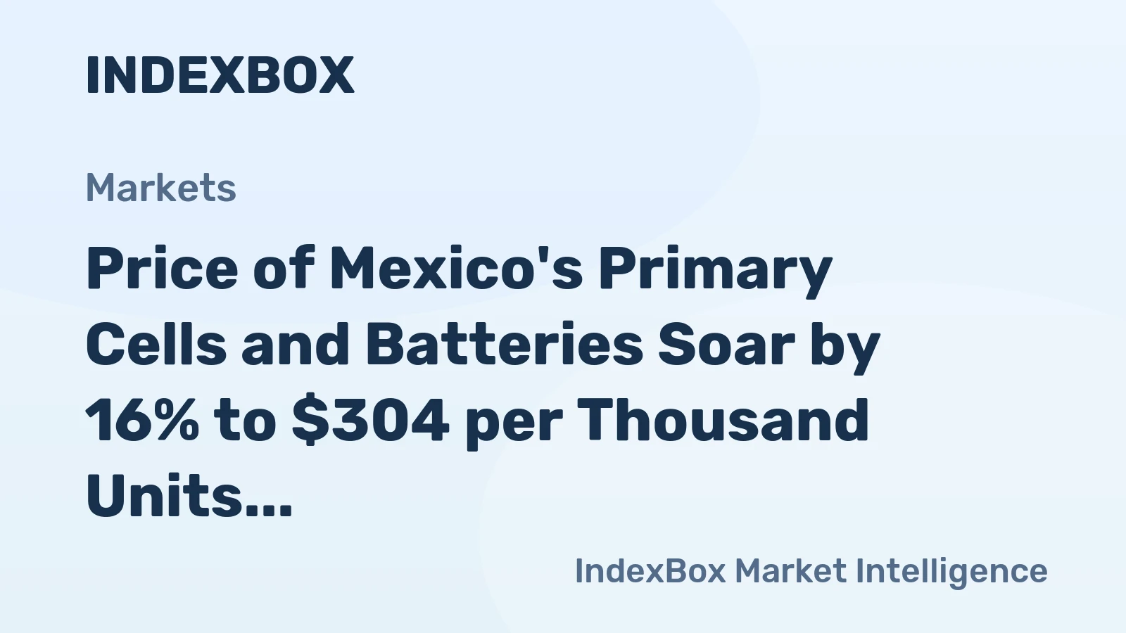 Price of Mexico's Primary Cells and Batteries Soar by 16% to $304 per Thousand Units