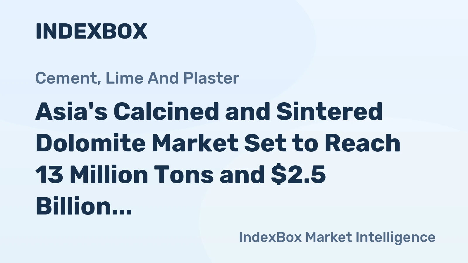 Asia's Calcined and Sintered Dolomite Market Set to Reach 13 Million Tons and $2.5 Billion by 2035