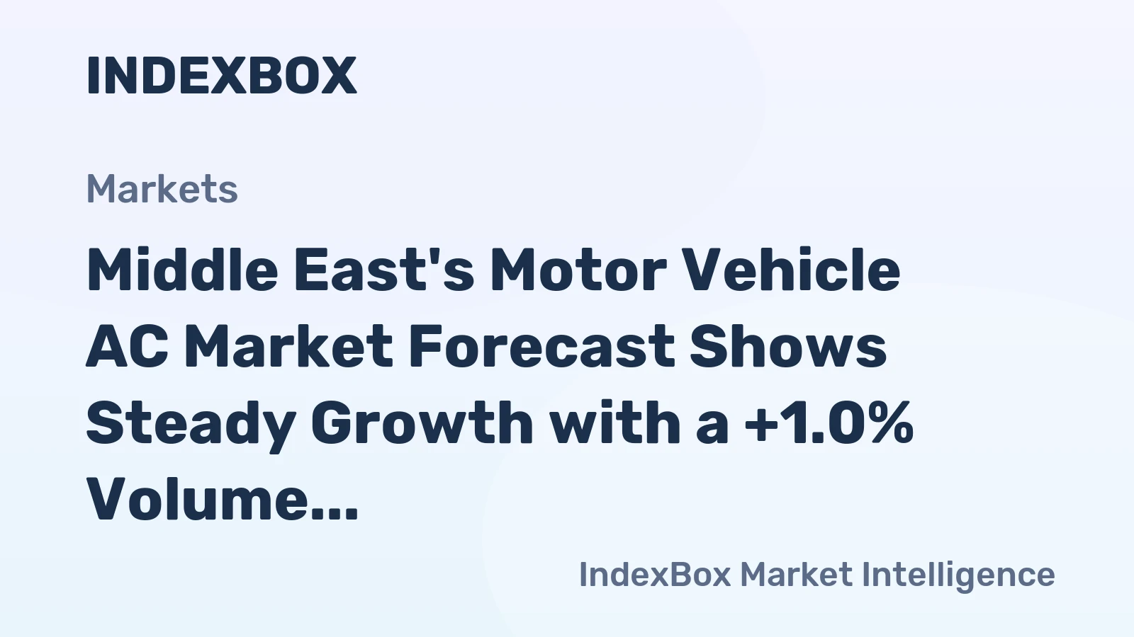 Middle East's Motor Vehicle AC Market Forecast Shows Steady Growth with a +1.0% Volume CAGR