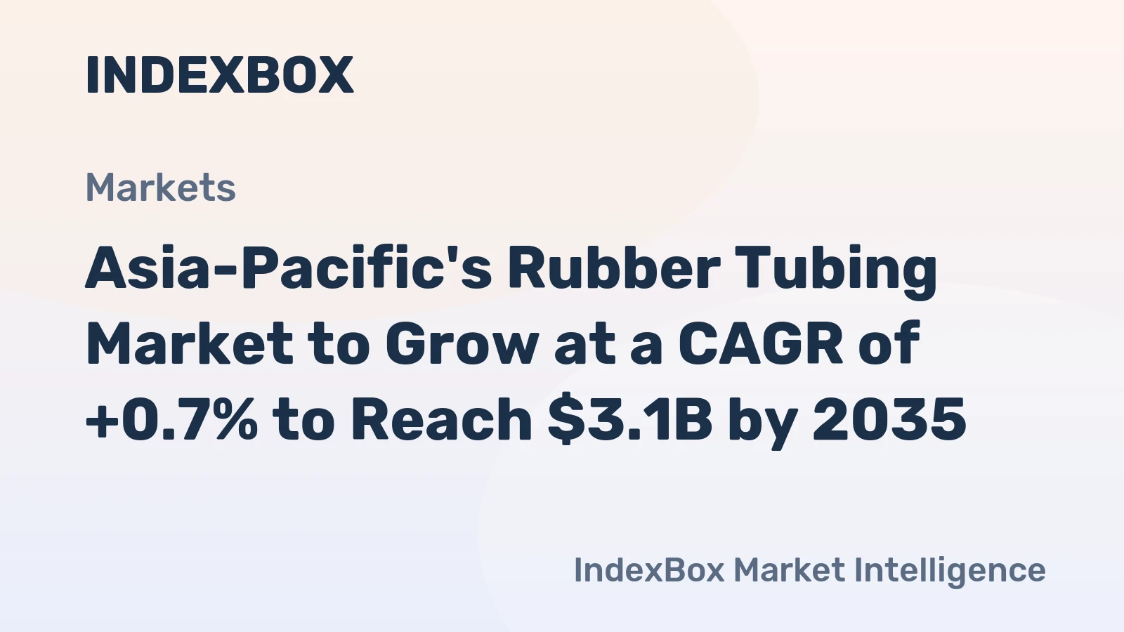 Asia-Pacific's Rubber Tubing Market to Grow at a CAGR of +0.7% to Reach $3.1B by 2035