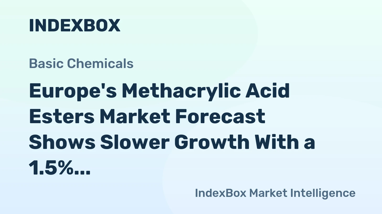 Europe's Methacrylic Acid Esters Market Forecast Shows Slower Growth With a 1.5% Value CAGR