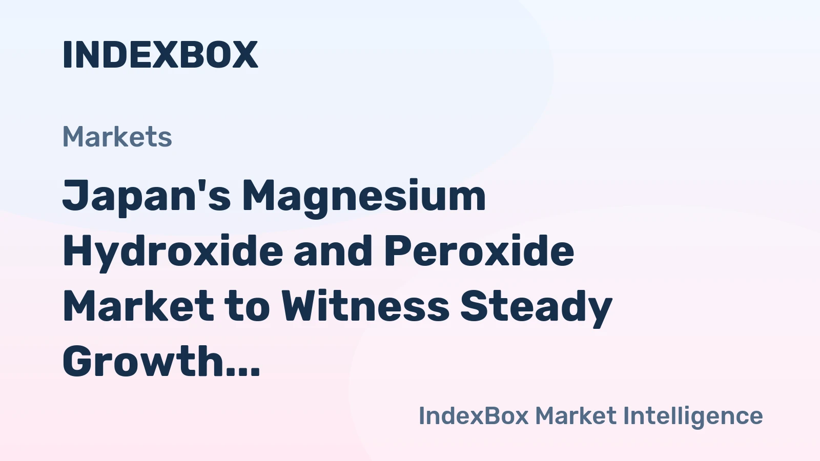 Japan's Magnesium Hydroxide and Peroxide Market to Witness Steady Growth with +4.4% CAGR from 2024 to 2035