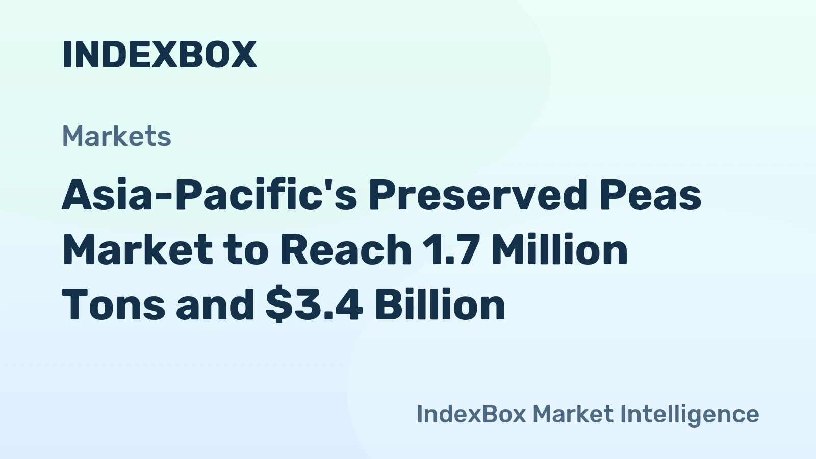 Asia-Pacific's Preserved Peas Market to Reach 1.7 Million Tons and $3.4 Billion