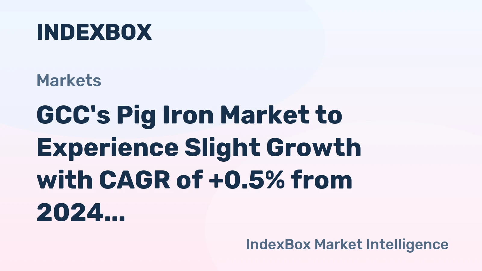 GCC's Pig Iron Market to Experience Slight Growth with CAGR of +0.5% from 2024 to 2035