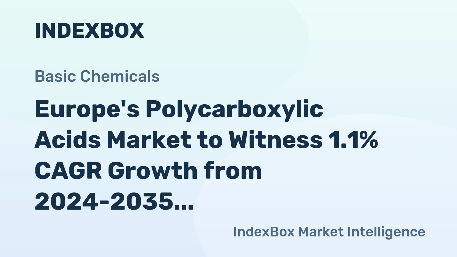 Europe's Polycarboxylic Acids Market to Witness 1.1% CAGR Growth from 2024-2035, Reaching 6.5M Tons