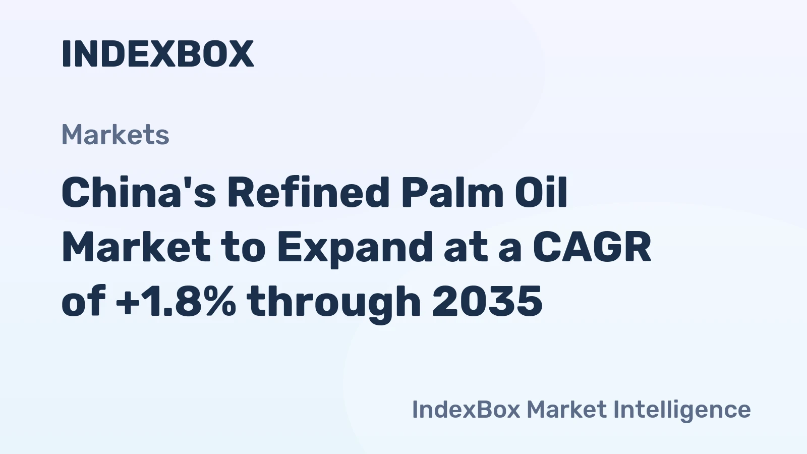 China's Refined Palm Oil Market to Expand at a CAGR of +1.8% through 2035