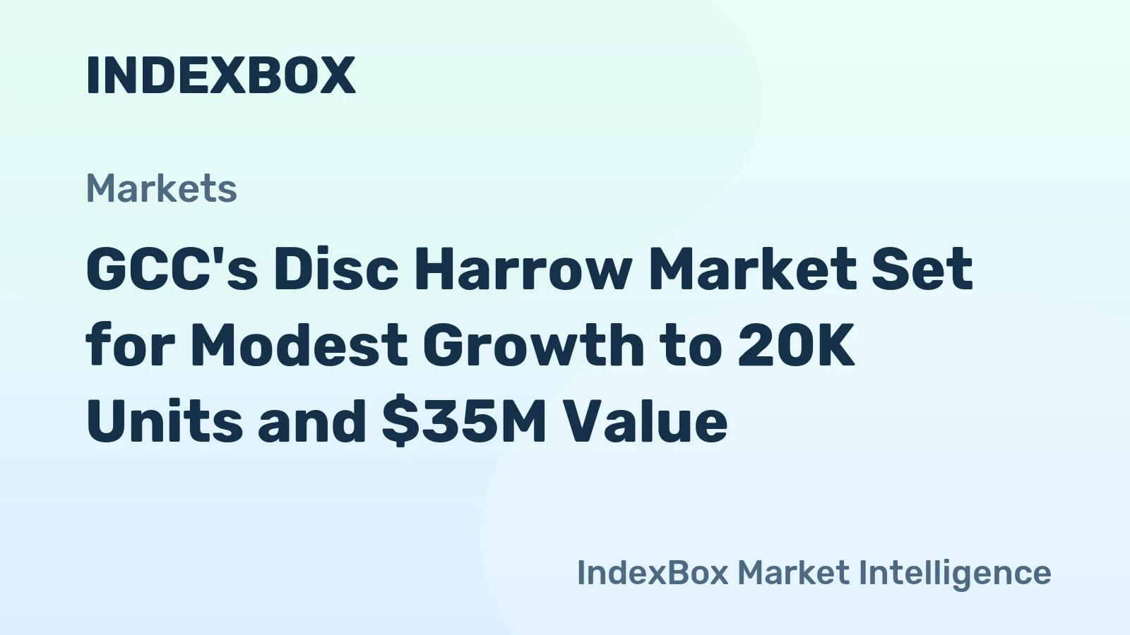 GCC's Disc Harrow Market Set for Modest Growth to 20K Units and $35M Value