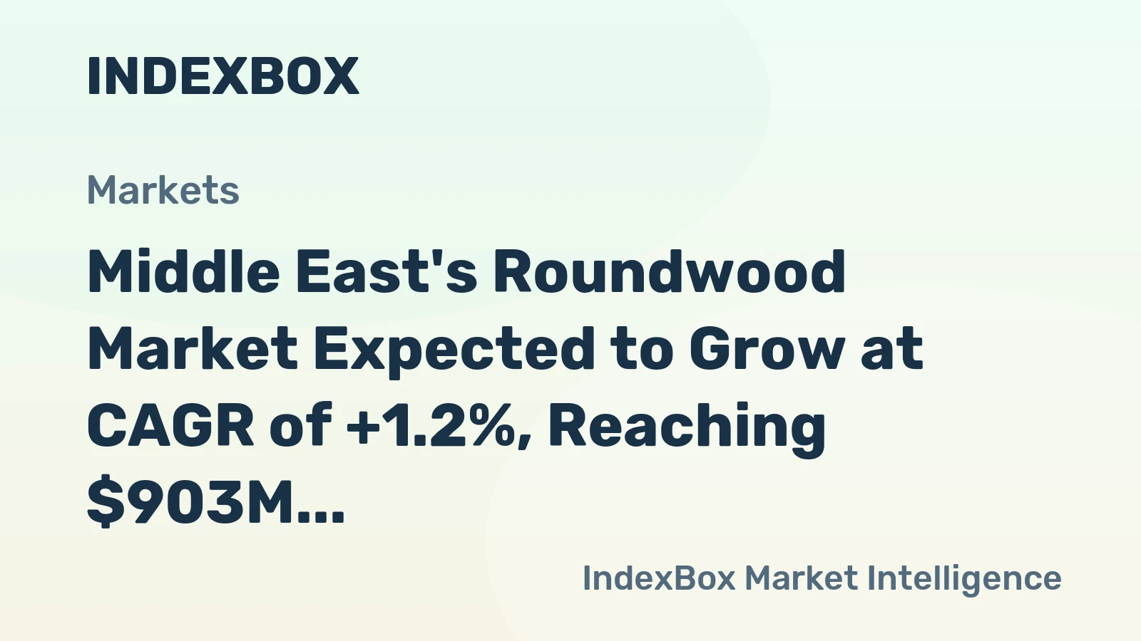 Middle East's Roundwood Market Expected to Grow at CAGR of +1.2%, Reaching $903M by 2035