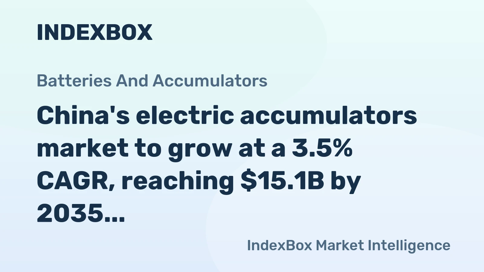 China's electric accumulators market to grow at a 3.5% CAGR, reaching $15.1B by 2035, driven by robust domestic demand.