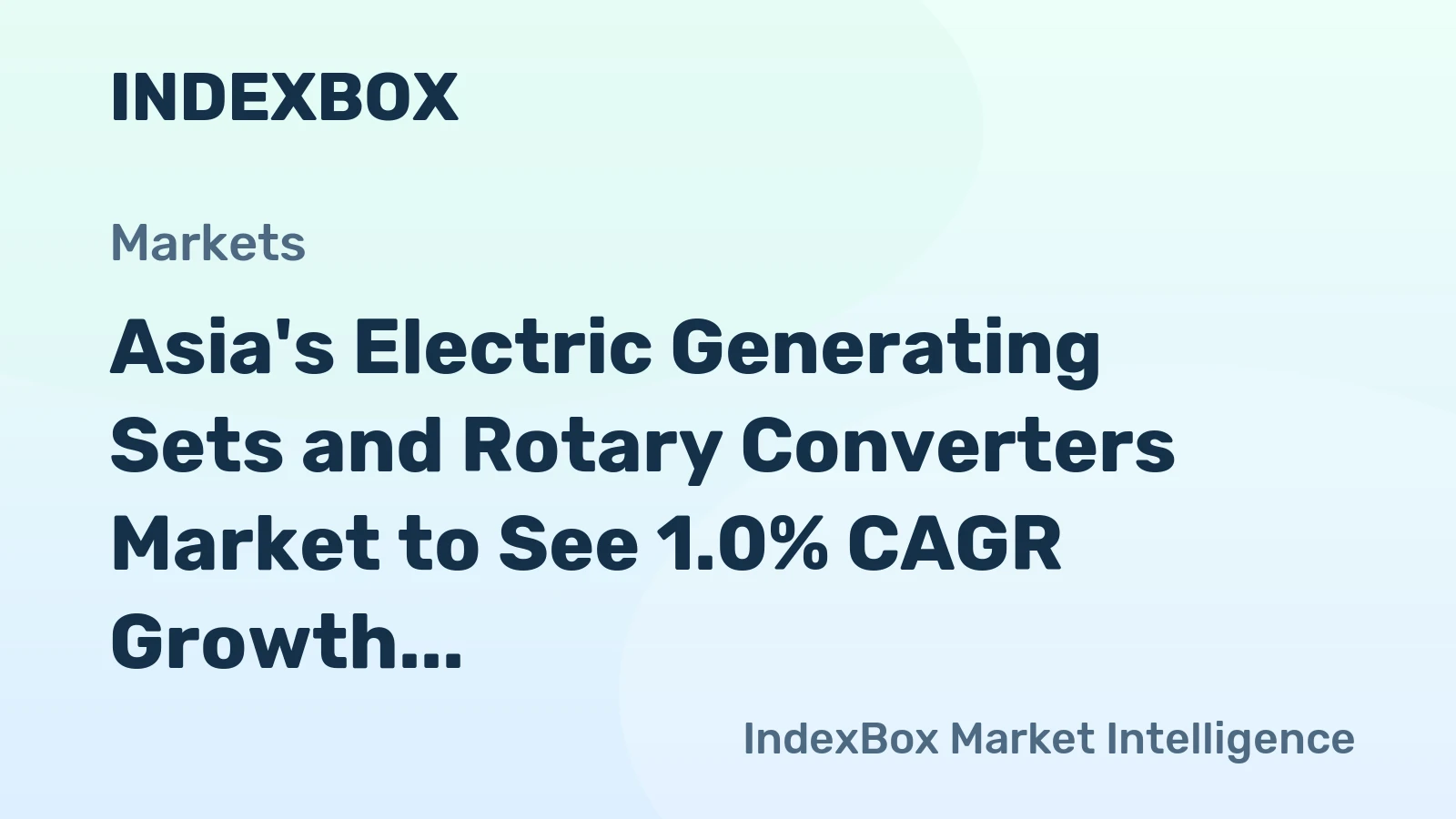 Asia's Electric Generating Sets and Rotary Converters Market to See 1.0% CAGR Growth from 2024-2035