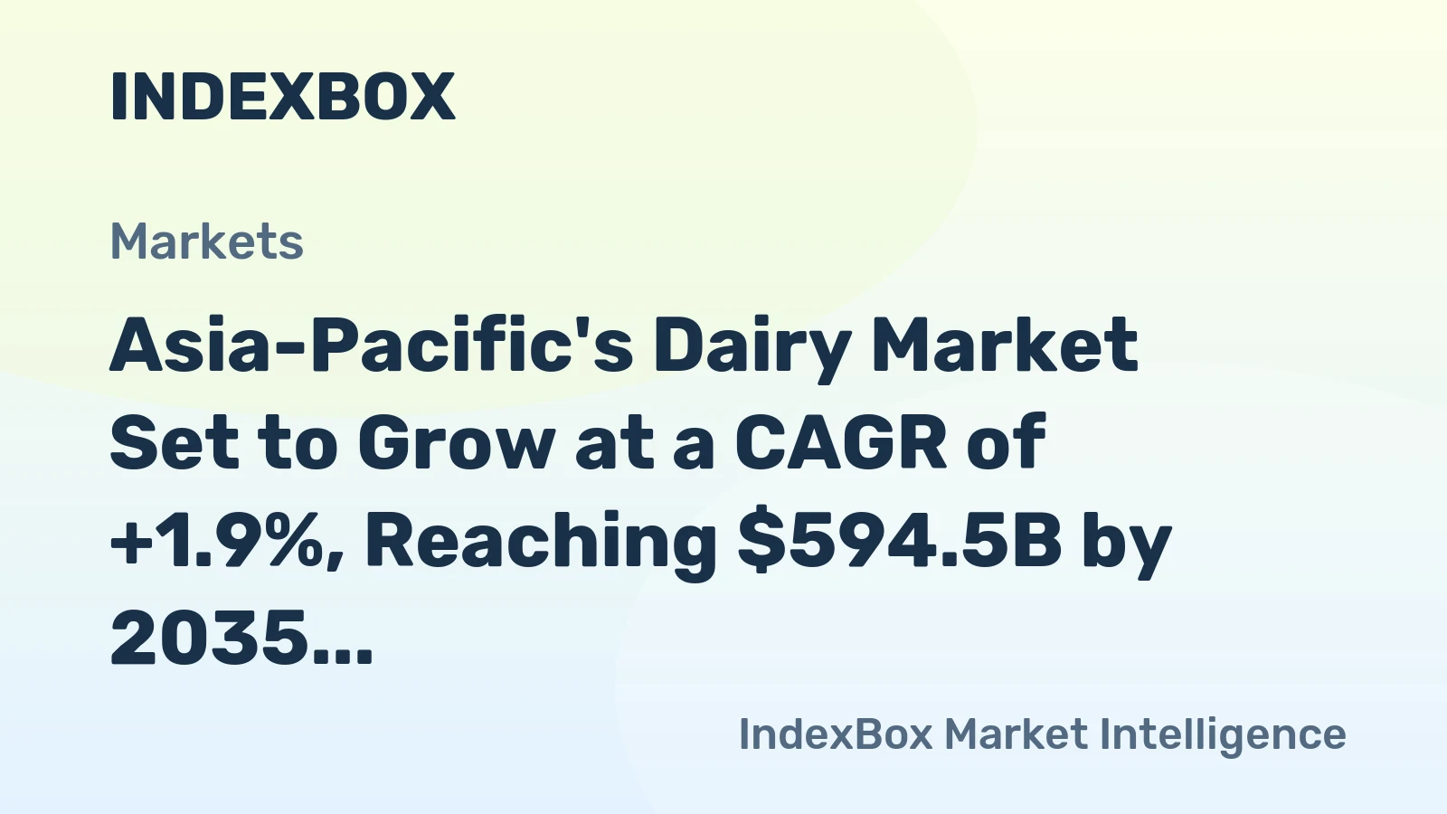 Asia-Pacific's Dairy Market Set to Grow at a CAGR of +1.9%, Reaching $594.5B by 2035