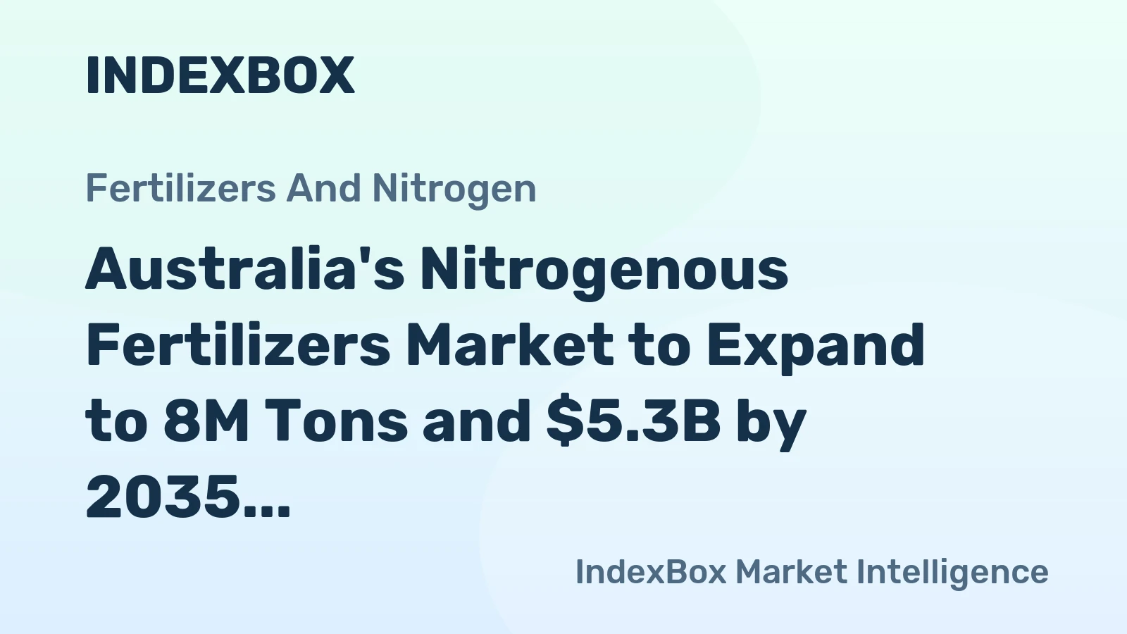 Australia's Nitrogenous Fertilizers Market to Expand to 8M Tons and $5.3B by 2035