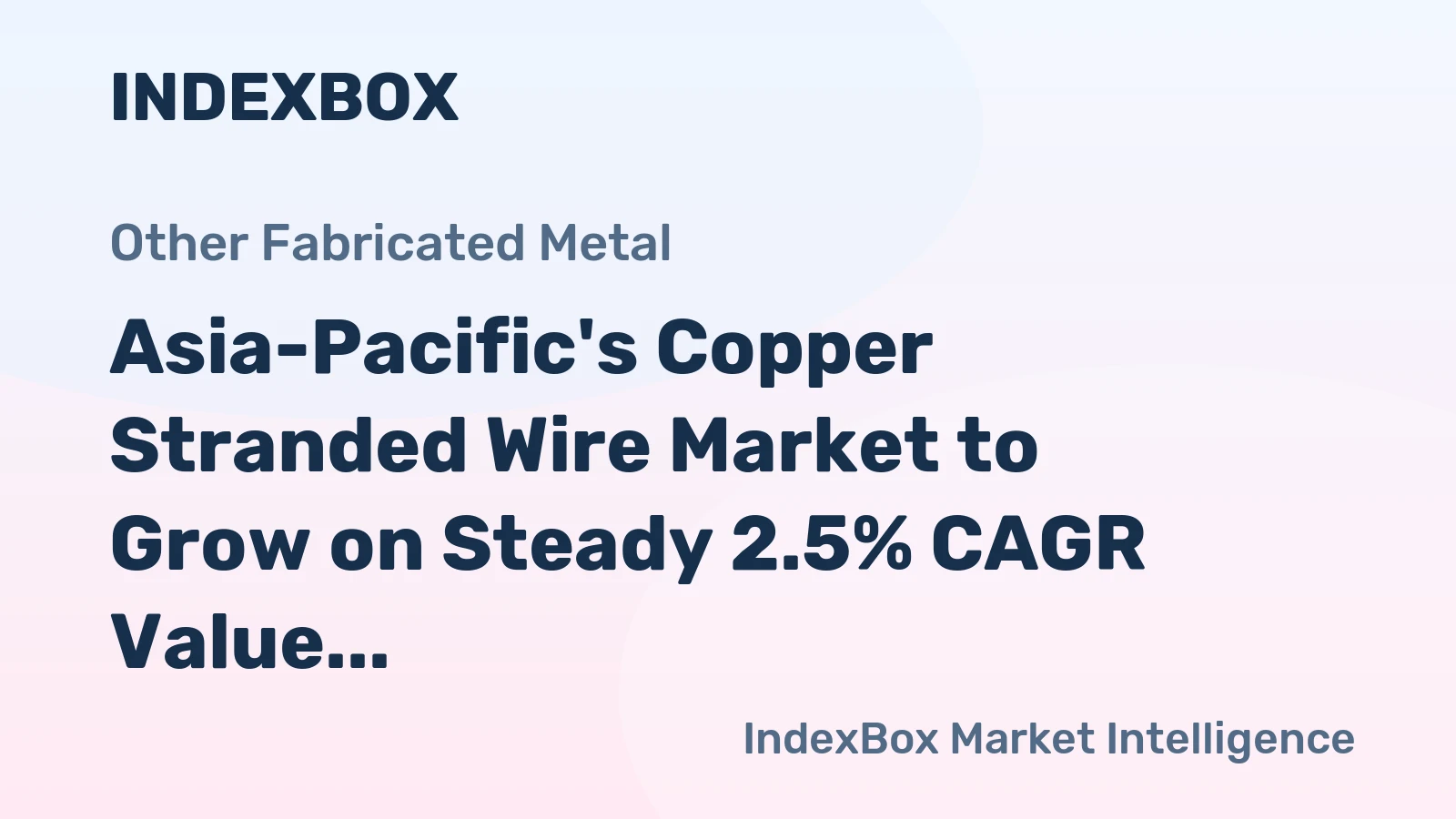 Asia-Pacific's Copper Stranded Wire Market to Grow on Steady 2.5% CAGR Value Expansion