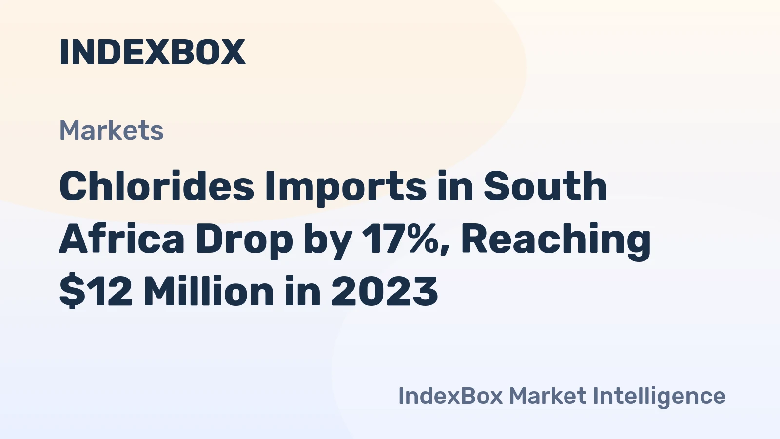 Chlorides Imports in South Africa Drop by 17%, Reaching $12 Million in 2023