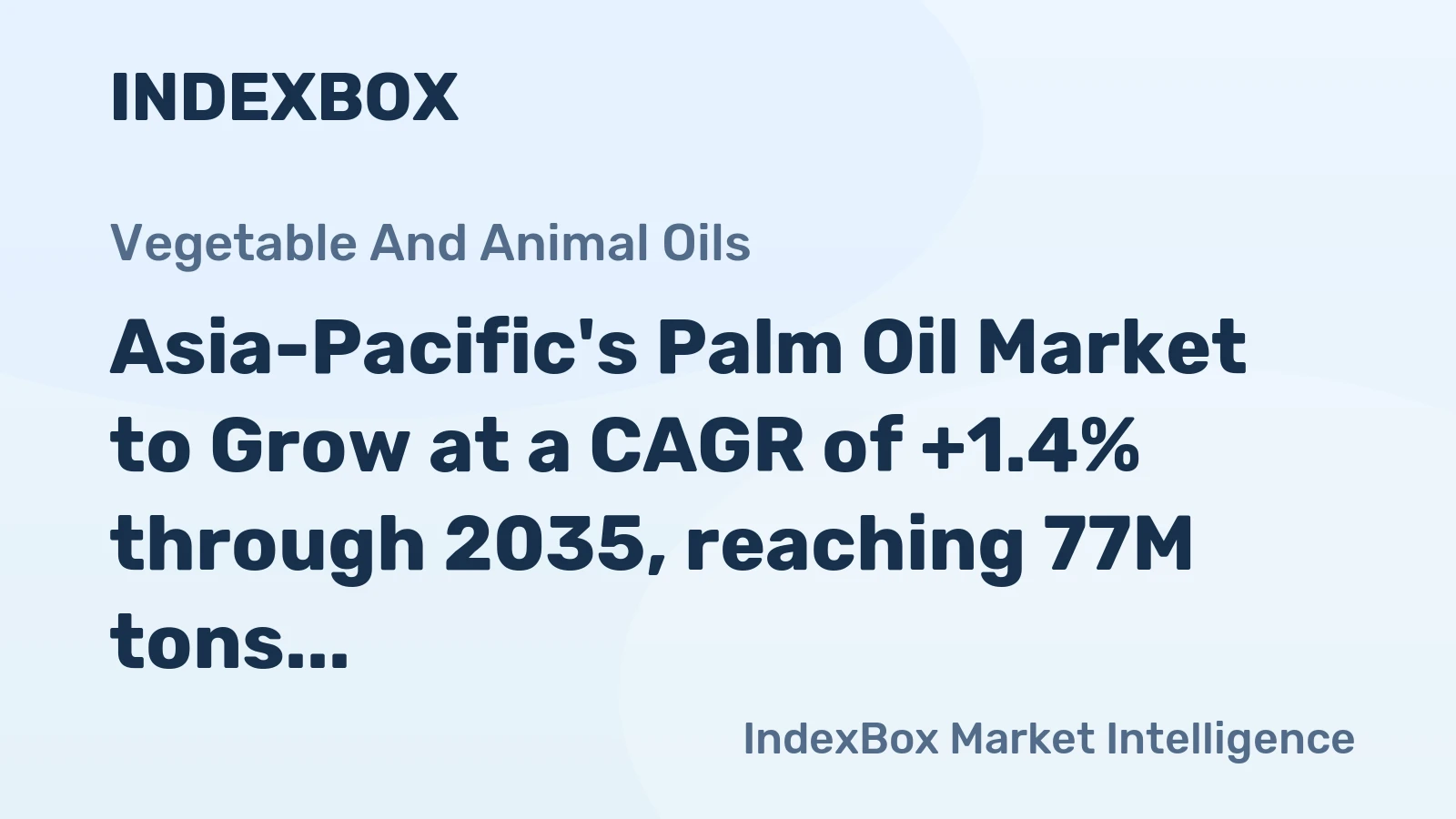 Asia-Pacific's Palm Oil Market to Grow at a CAGR of +1.4% through 2035, reaching 77M tons in consumption