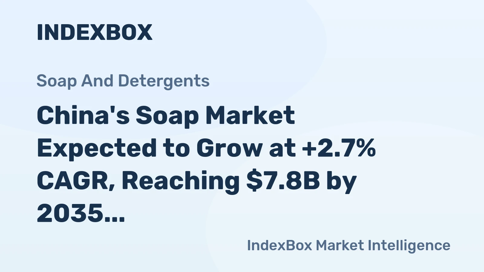 China's Soap Market Expected to Grow at +2.7% CAGR, Reaching $7.8B by 2035