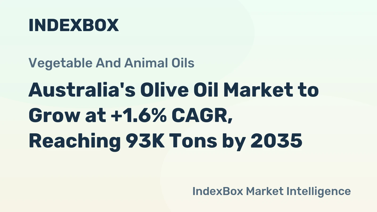 Australia's Olive Oil Market to Grow at +1.6% CAGR, Reaching 93K Tons by 2035