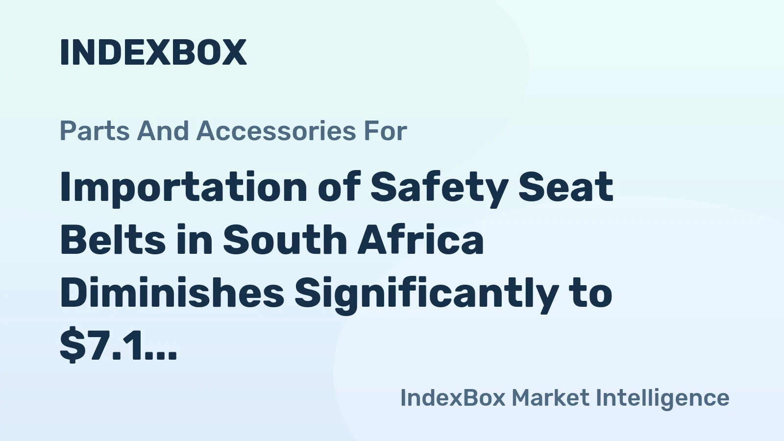 Importation of Safety Seat Belts in South Africa Diminishes Significantly to $7.1 Million in 2024