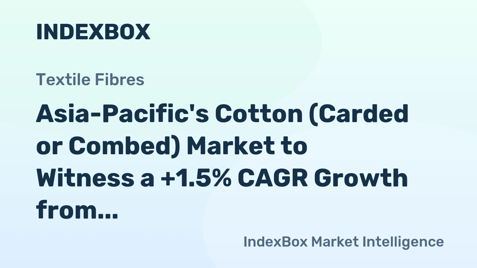 Asia-Pacific's Cotton (Carded or Combed) Market to Witness a +1.5% CAGR Growth from 2024 to 2035, Reaching $358M