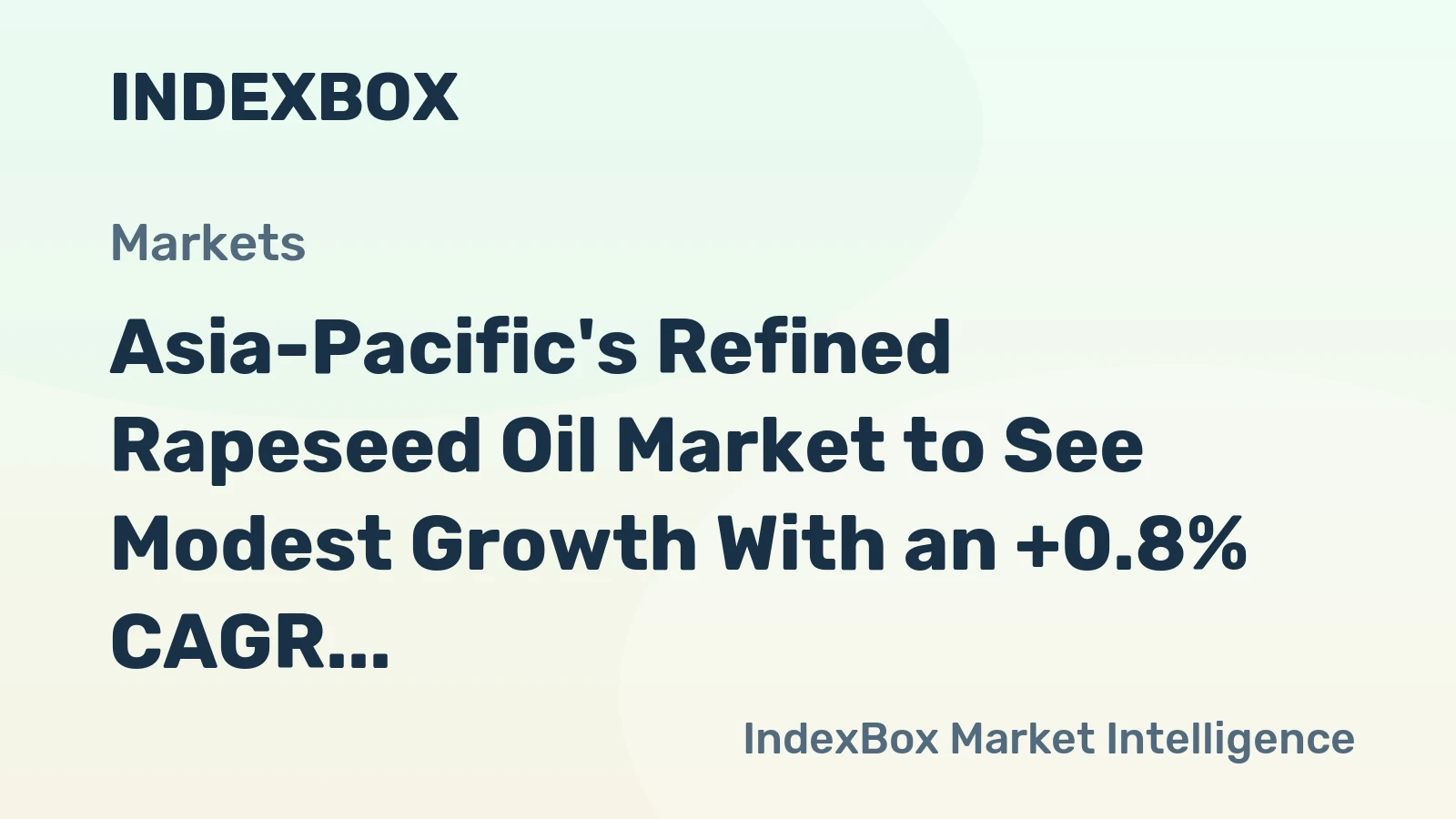 Asia-Pacific's Refined Rapeseed Oil Market to See Modest Growth With an +0.8% CAGR in Value Through 2035