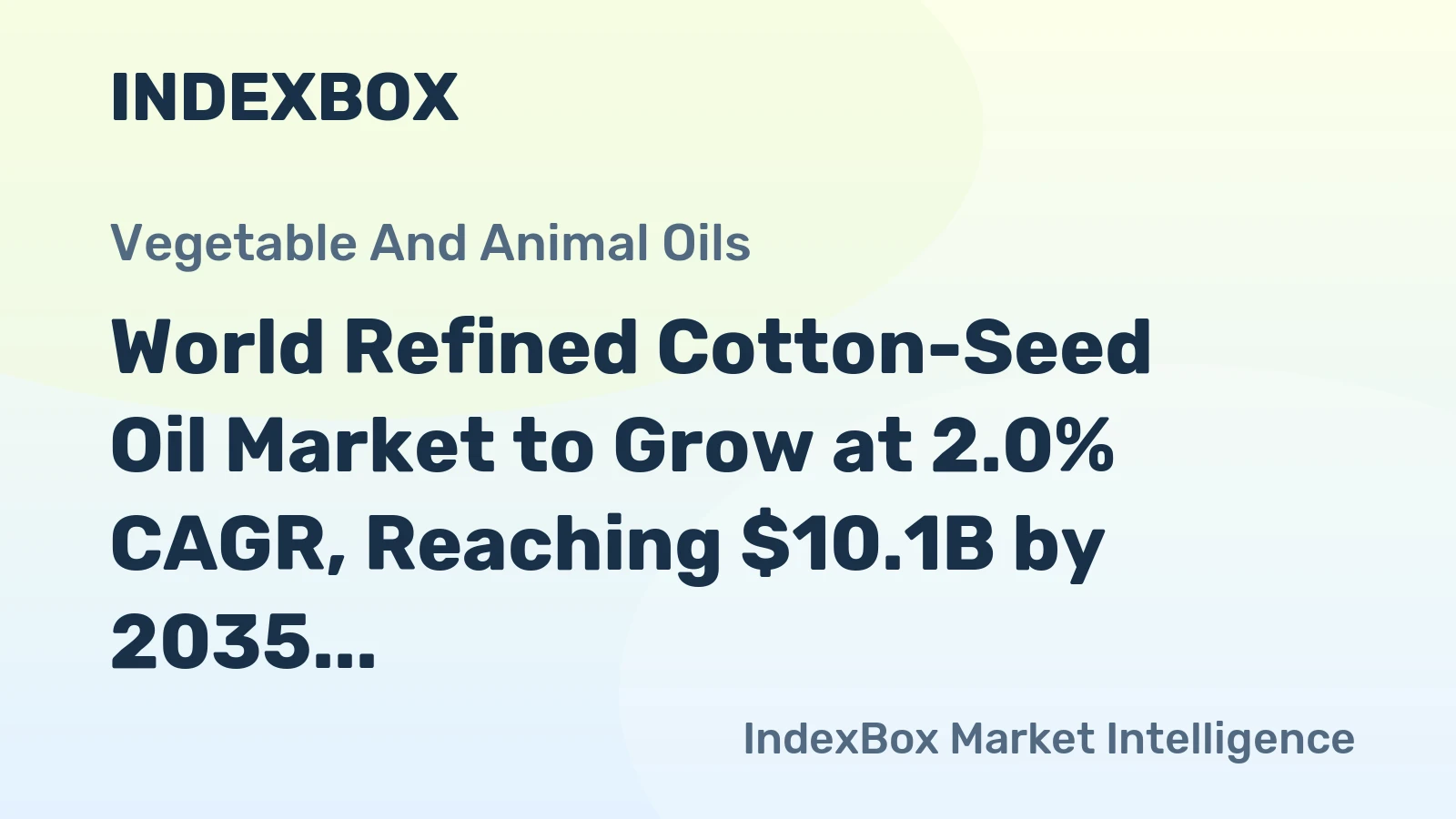 World Refined Cotton-Seed Oil Market to Grow at 2.0% CAGR, Reaching $10.1B by 2035 on Steady Demand