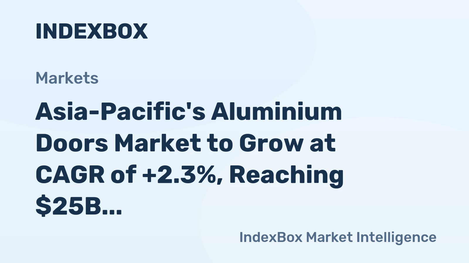Asia-Pacific's Aluminium Doors Market to Grow at CAGR of +2.3%, Reaching $25B by 2035