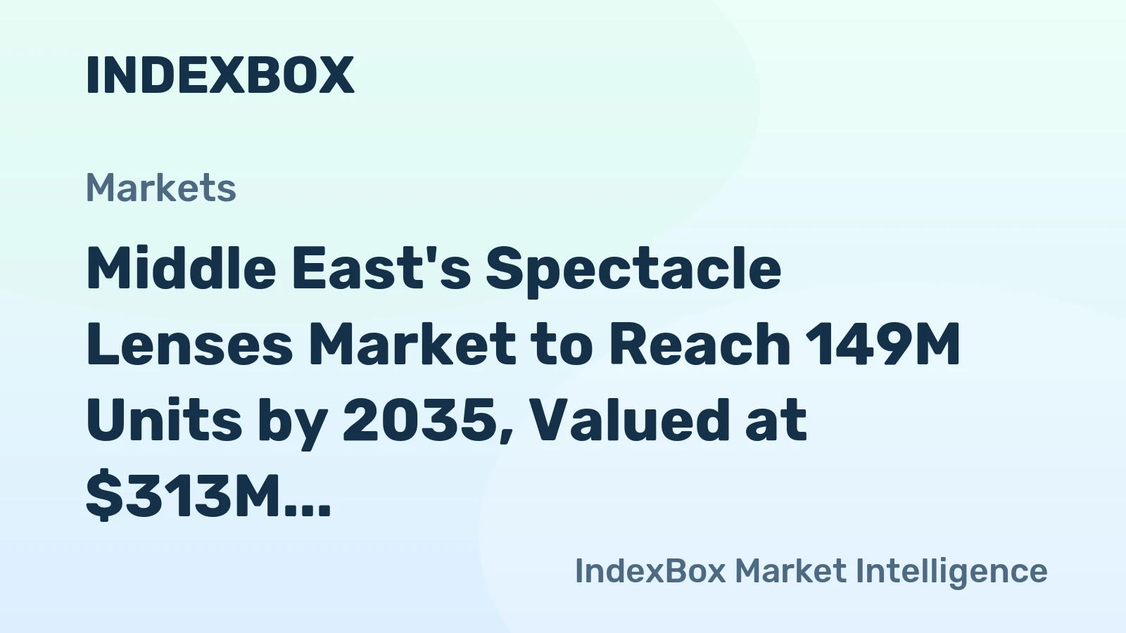 Middle East's Spectacle Lenses Market to Reach 149M Units by 2035, Valued at $313M