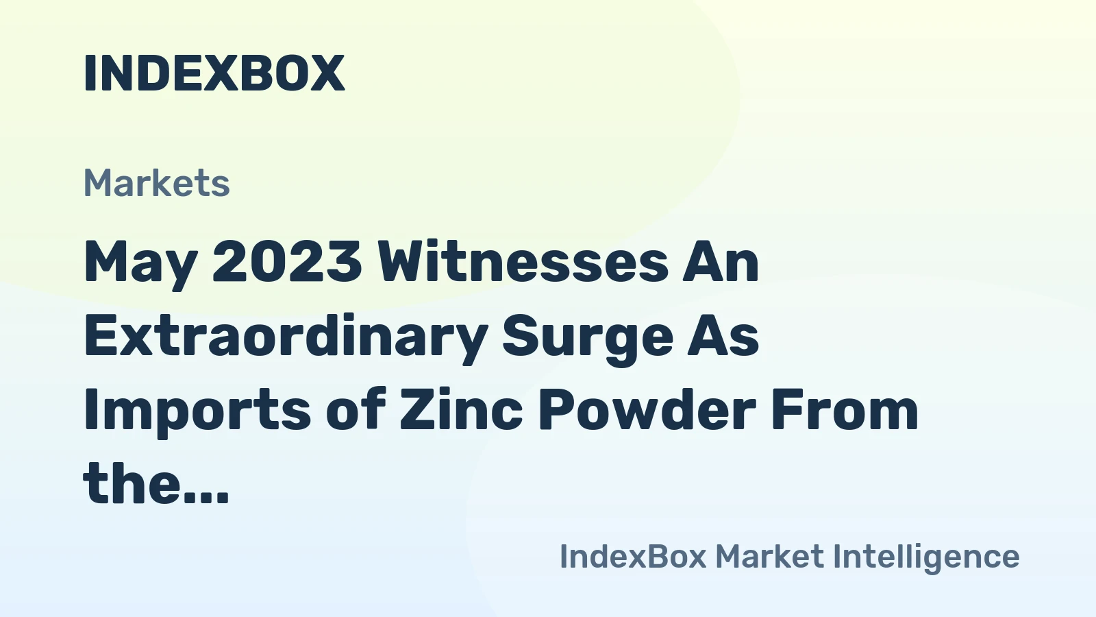 May 2023 Witnesses An Extraordinary Surge As Imports of Zinc Powder From the U.S. Reach An Astounding $6.6M