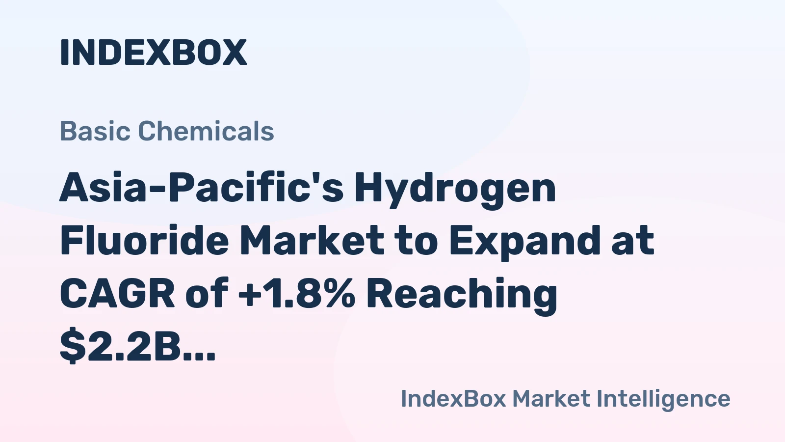 Asia-Pacific's Hydrogen Fluoride Market to Expand at CAGR of +1.8% Reaching $2.2B by 2035