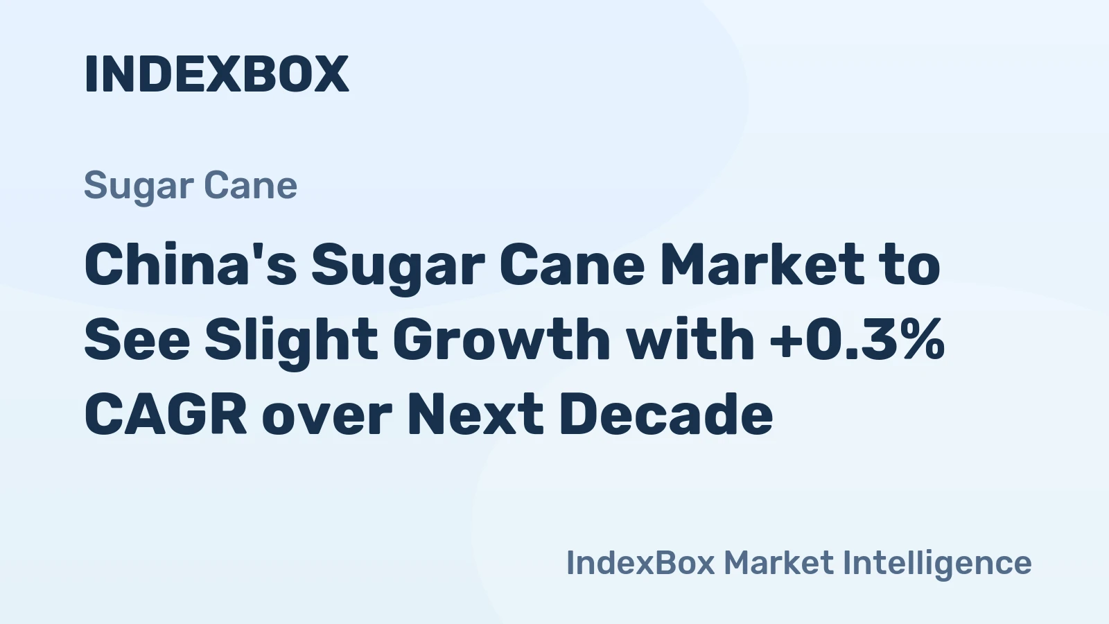 China's Sugar Cane Market to See Slight Growth with +0.3% CAGR over Next Decade