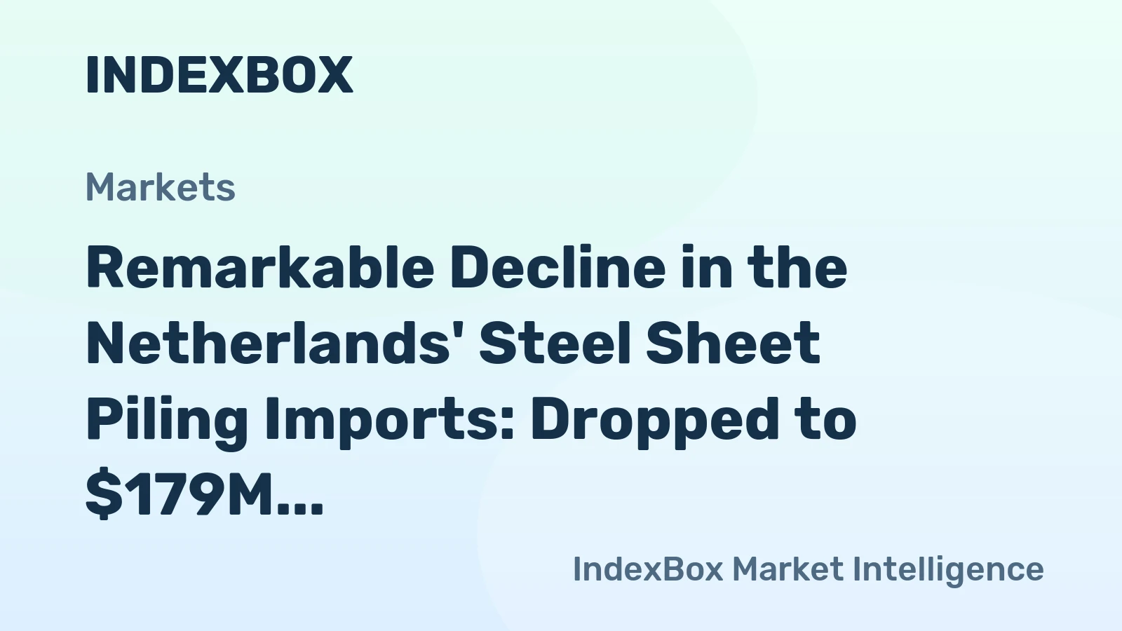 Remarkable Decline in the Netherlands' Steel Sheet Piling Imports: Dropped to $179M in 2024